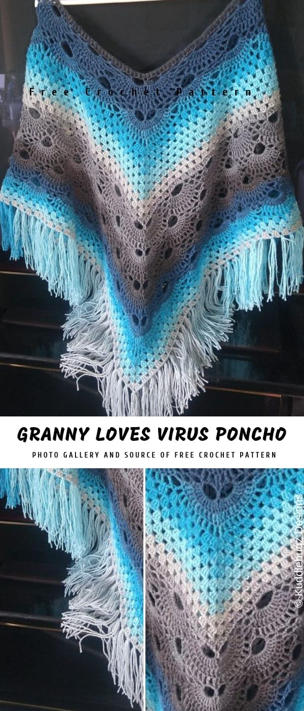 Virus Poncho Adult Pattern Lacy Floral Poncho Crochet Pattern