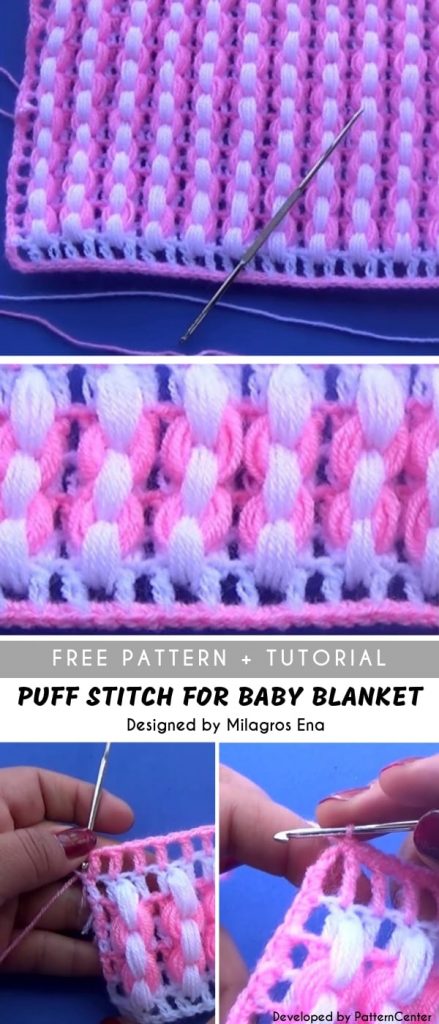 Puff Stitch For Crochet Blanket Pattern and Tutorial Free