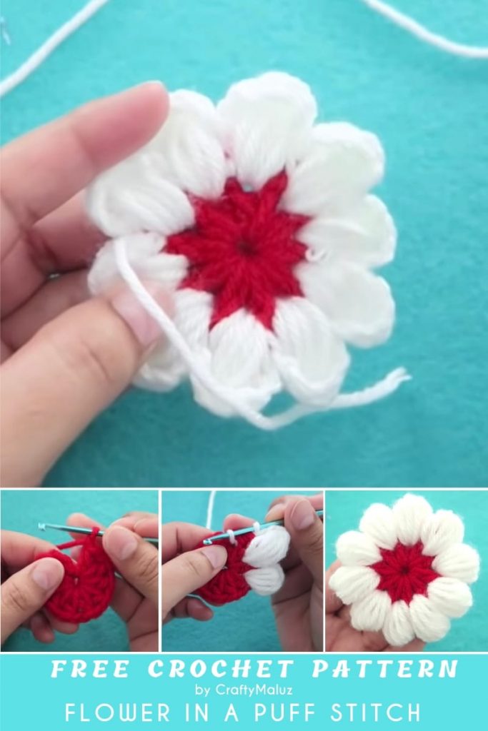 Flower in a Puff Stitch Free Crochet Pattern and Tutorial