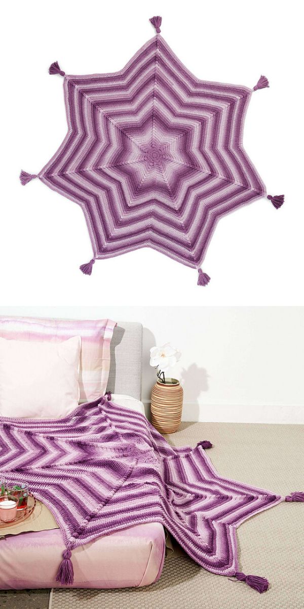 Unique Star Shaped Crochet Blanket - Pattern Center