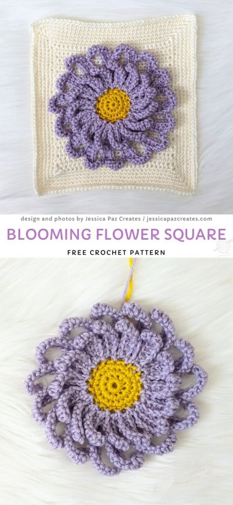 Gorgeous Colorful Crochet Square Floral Block - Pattern Center