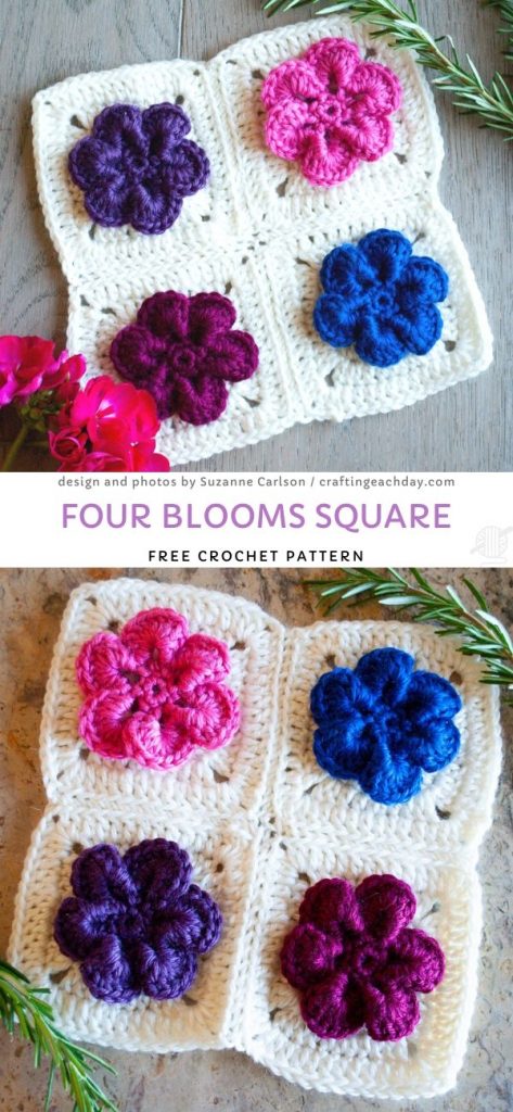 Gorgeous Colorful Crochet Square Floral Block - Pattern Center