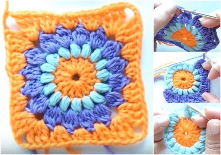 Easy Flower Square Free Crochet Pattern