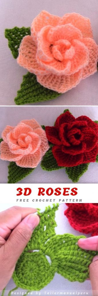 Fabulous Roses in 3D Free Crochet Pattern and Video Tutorial