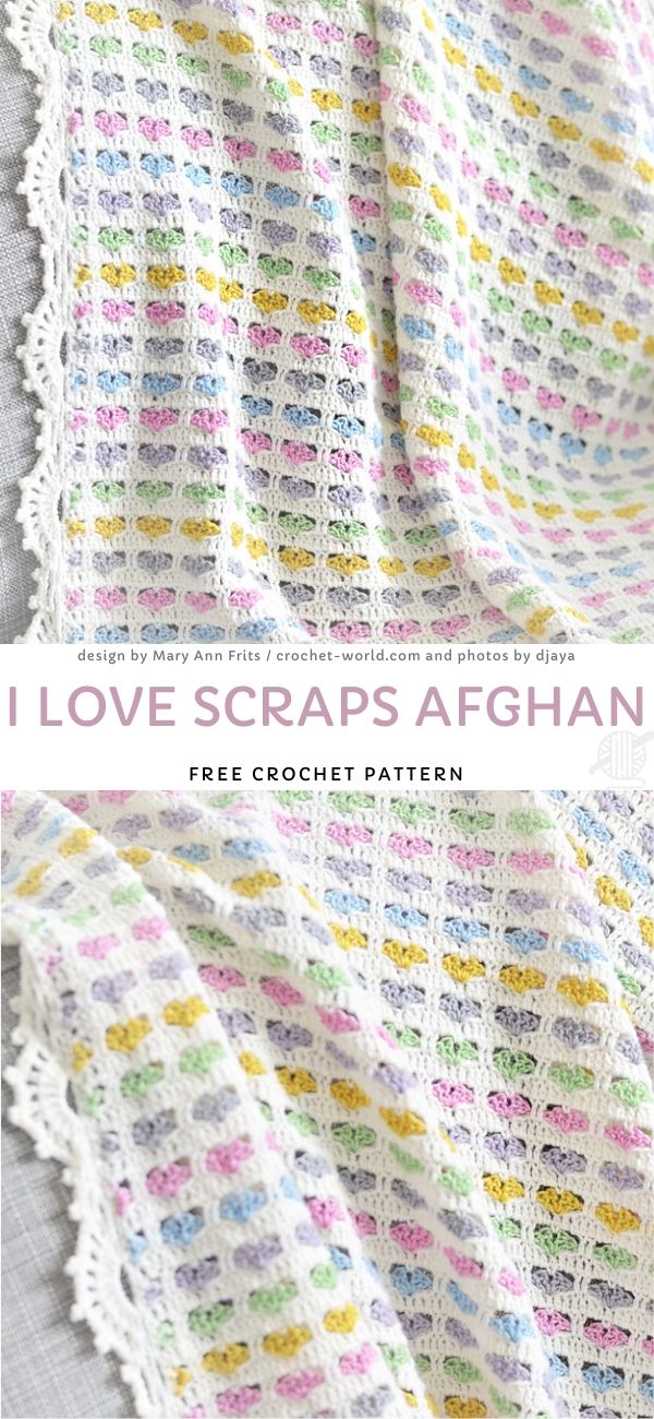 Crochet Heart Blanket - I Love Scraps Afghan Ideas + Free Pattern