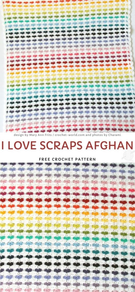 Crochet Heart Blanket - I Love Scraps Afghan Ideas + Free Pattern