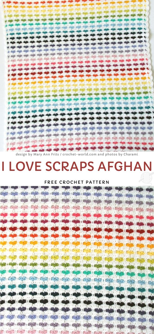 Crochet Heart Blanket - I Love Scraps Afghan Ideas + Free Pattern