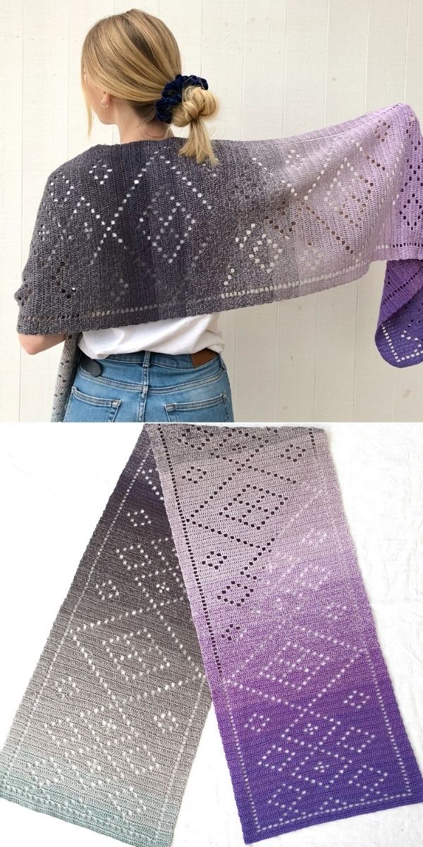 Delicate Beautiful Filet Crochet Shawl - Pattern Center