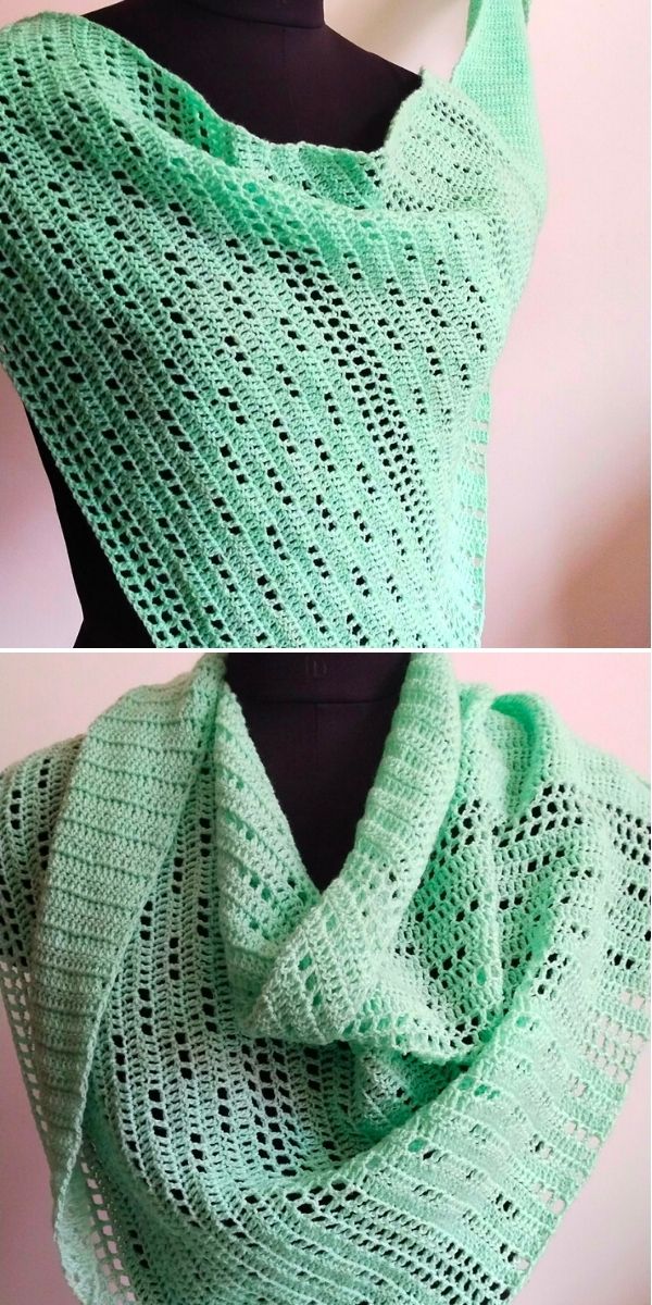 Delicate Beautiful Filet Crochet Shawl - Pattern Center