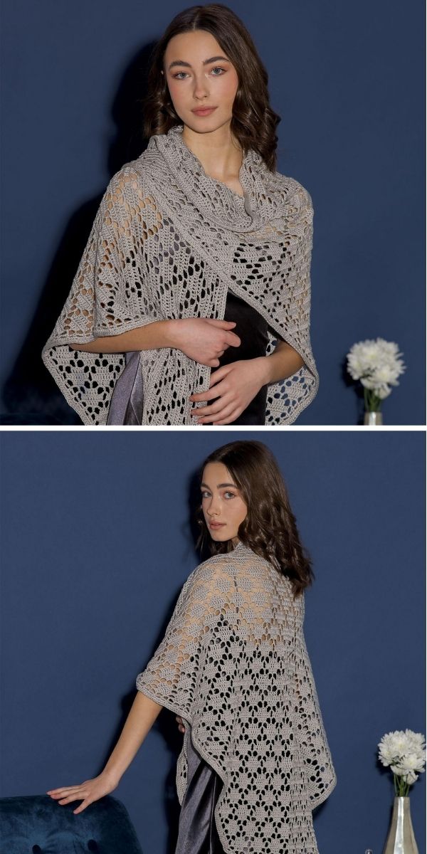 Delicate Beautiful Filet Crochet Shawl - Pattern Center