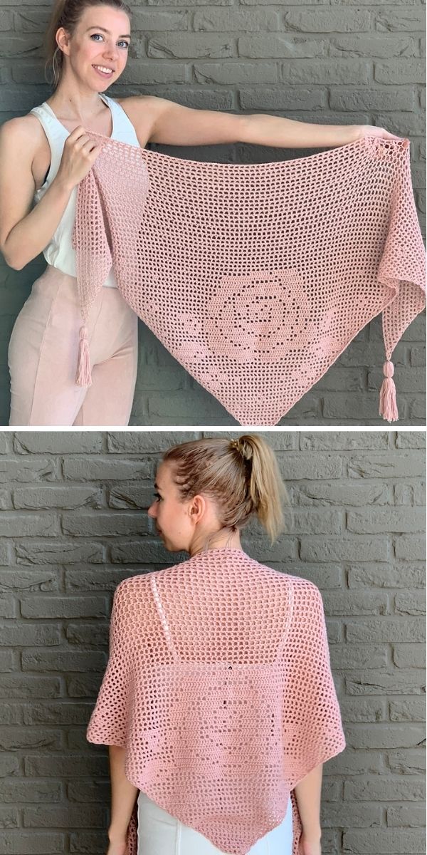 Delicate Beautiful Filet Crochet Shawl - Pattern Center