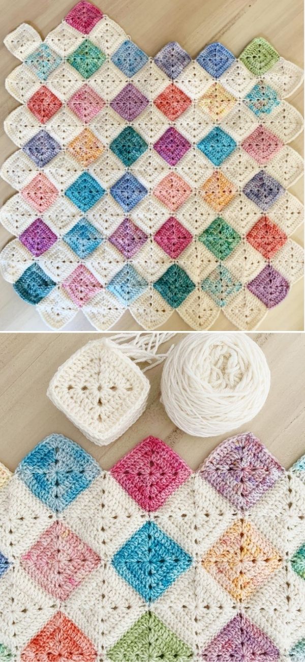 32 Free Crochet Blanket Patterns Made with Squares