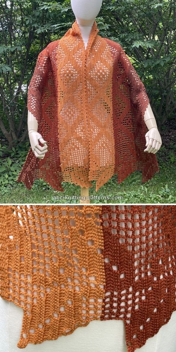 Delicate Beautiful Filet Crochet Shawl - Pattern Center