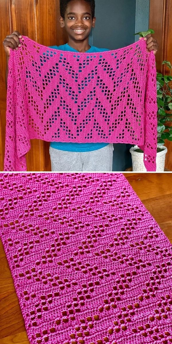 Delicate Beautiful Filet Crochet Shawl - Pattern Center