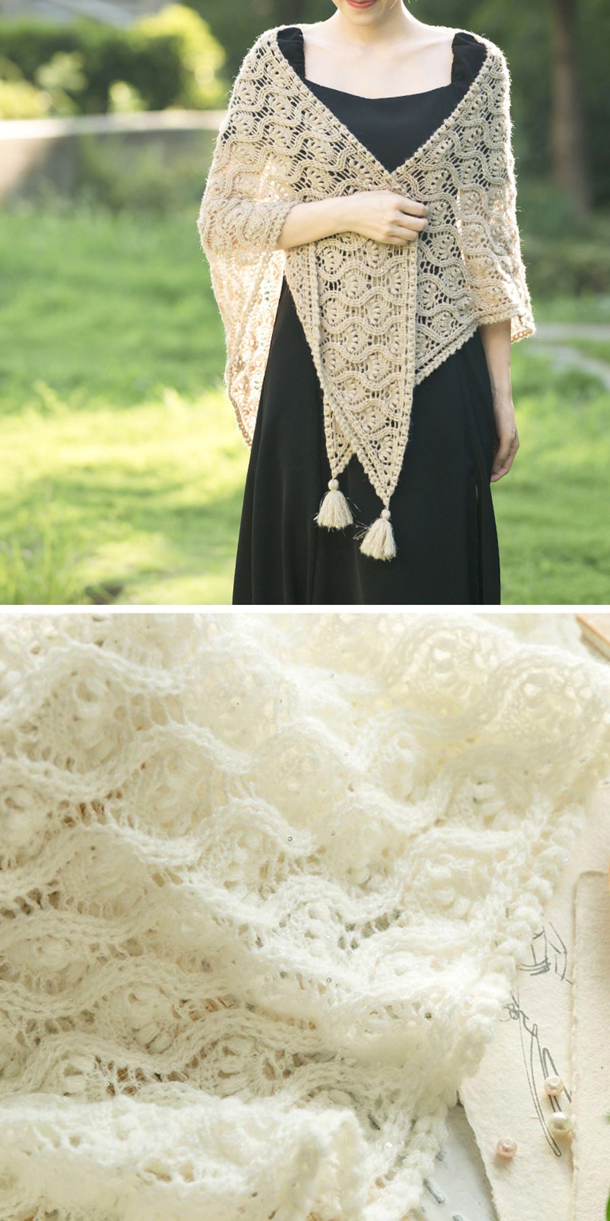 Delicate Feminine Crochet Shells Shawls - Pattern Center