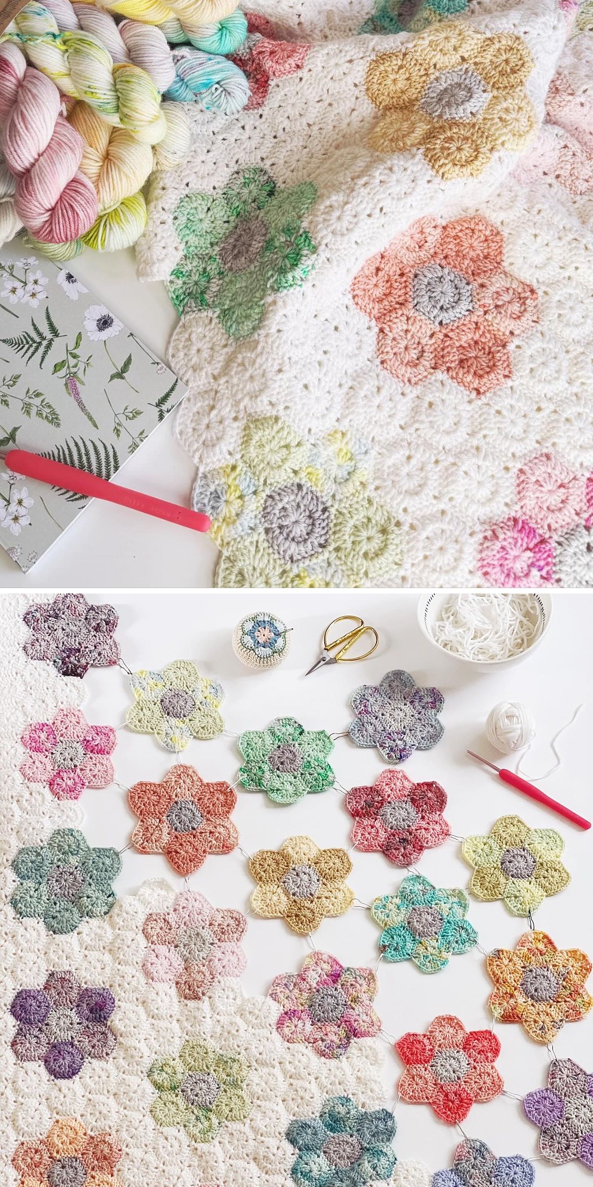 24 Crochet Hexagon Patterns and Ideas for Blanket or Cardigan