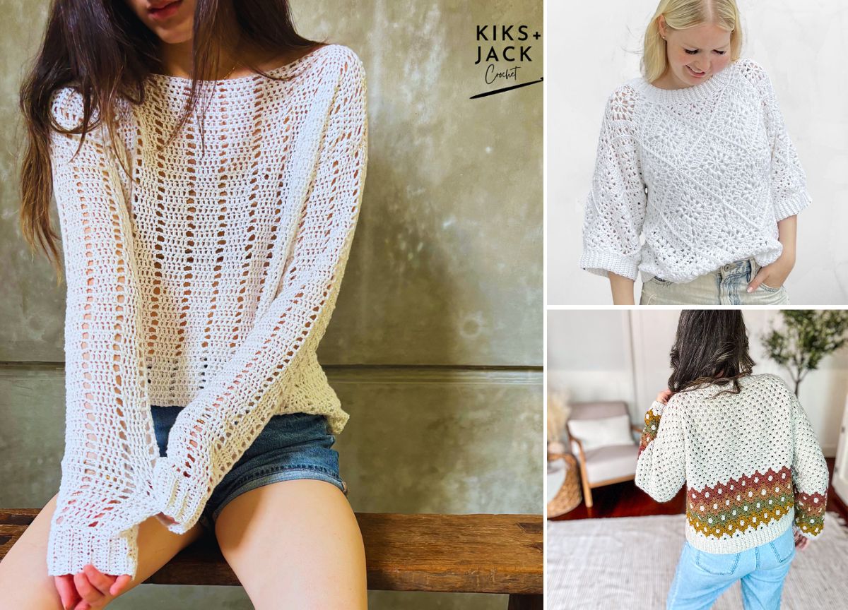 16 Free Crochet Lightweight Sweaters for Warm-Weather Style