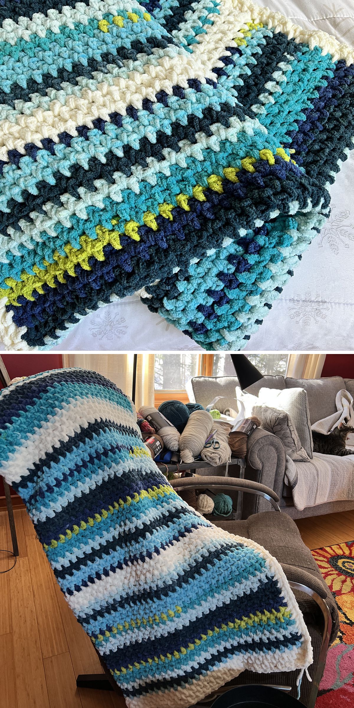 28 Free Crochet Striped Blanket Patterns with Modern Style