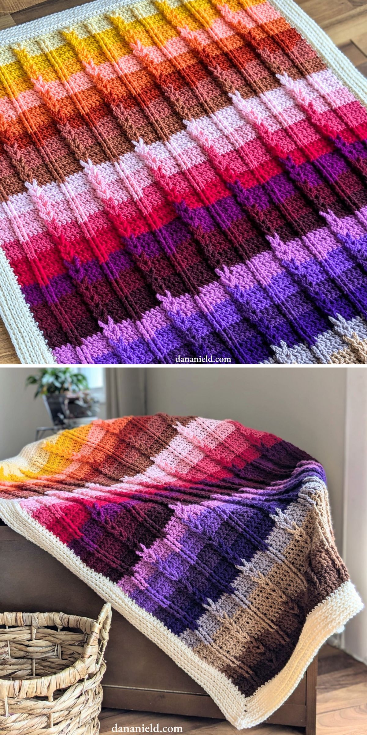 28 Free Crochet Striped Blanket Patterns with Modern Style