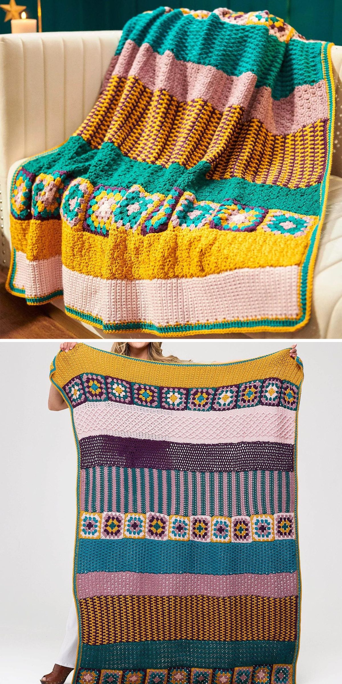 28 Free Crochet Striped Blanket Patterns with Modern Style