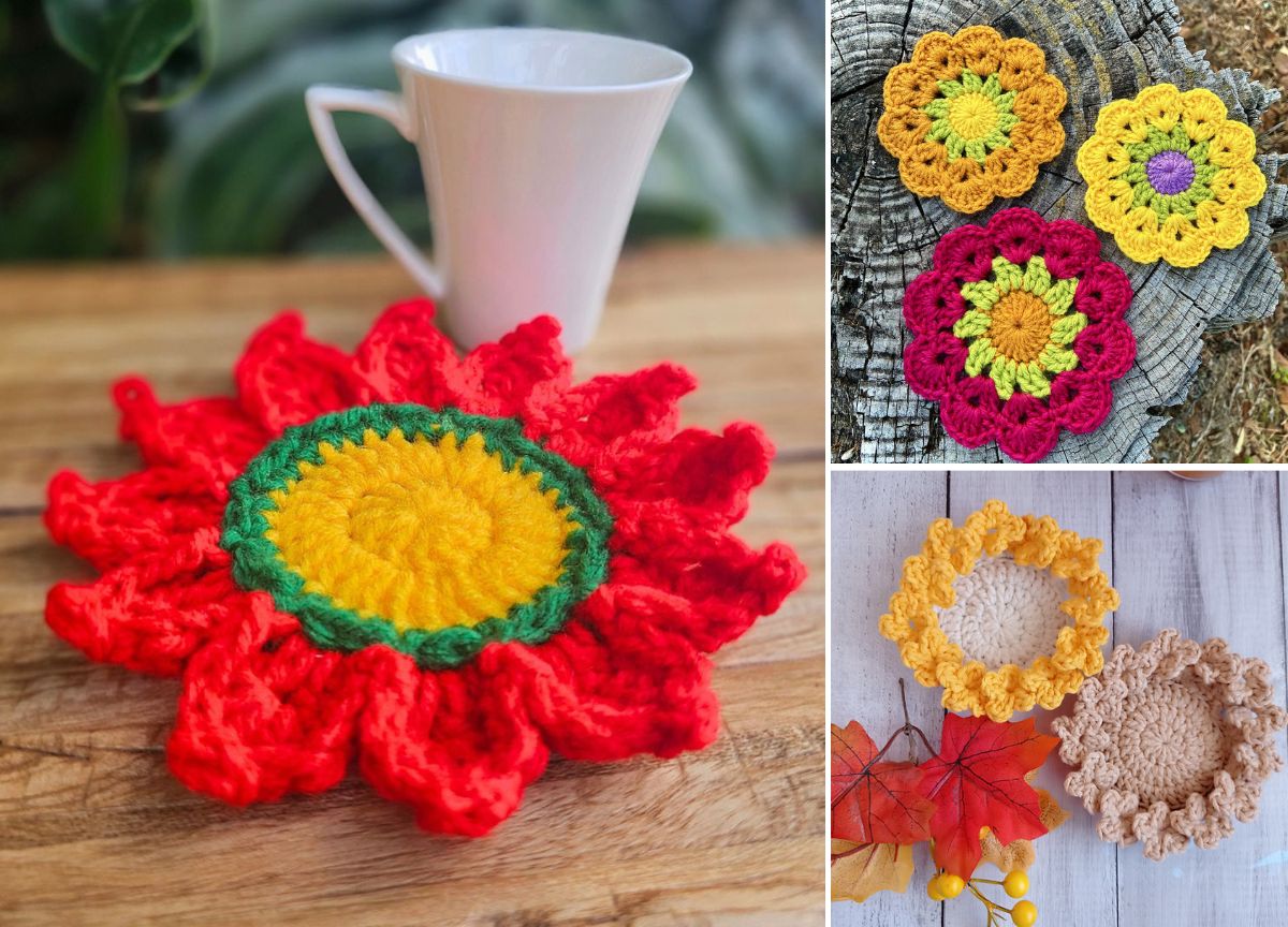 24 Free Crochet Flower Coaster Patterns for Bright Tables