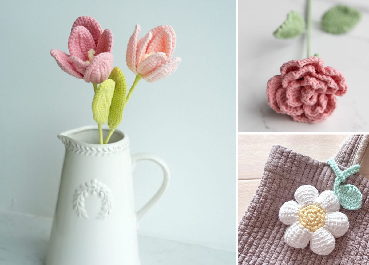 26 Free Crochet Flower Patterns for Bouquets and Decor